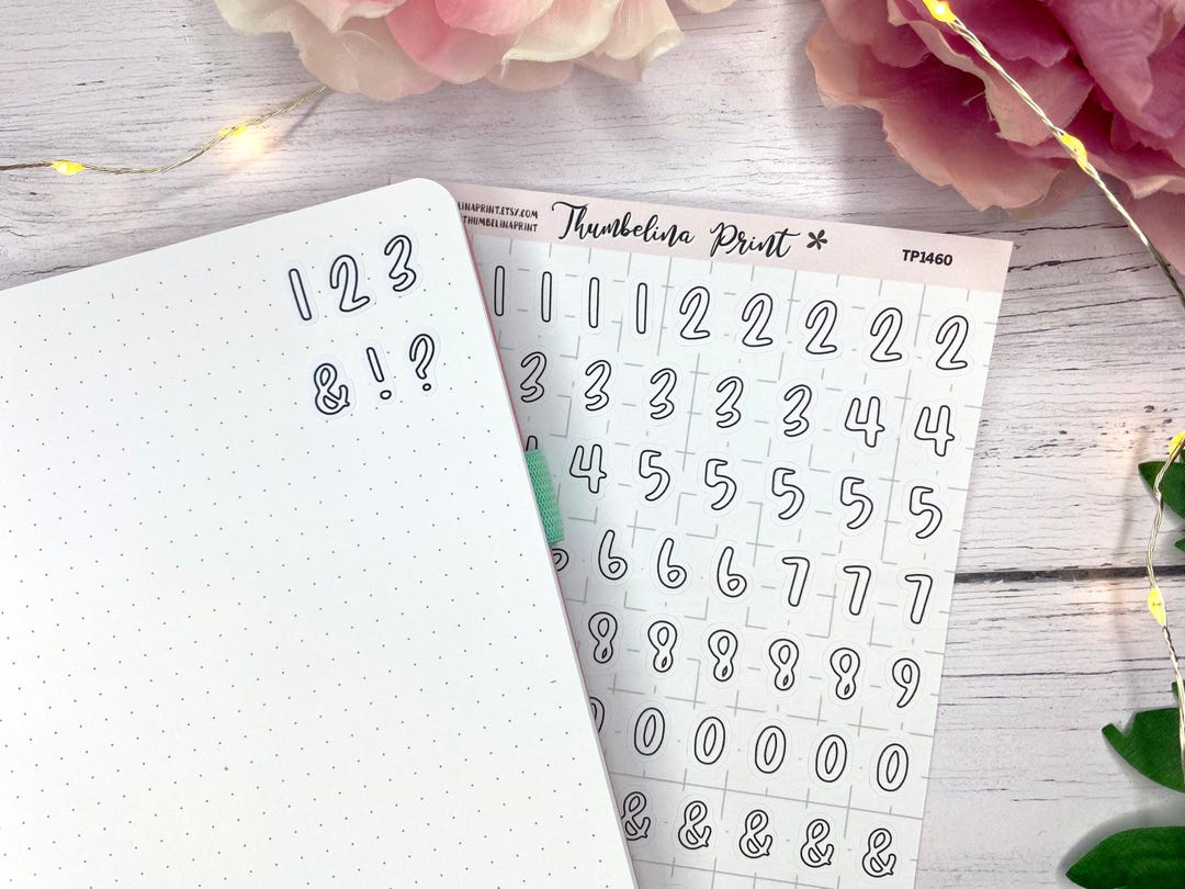 Black and White Numbers and Punctuation Journal Stickers | Decorative ...