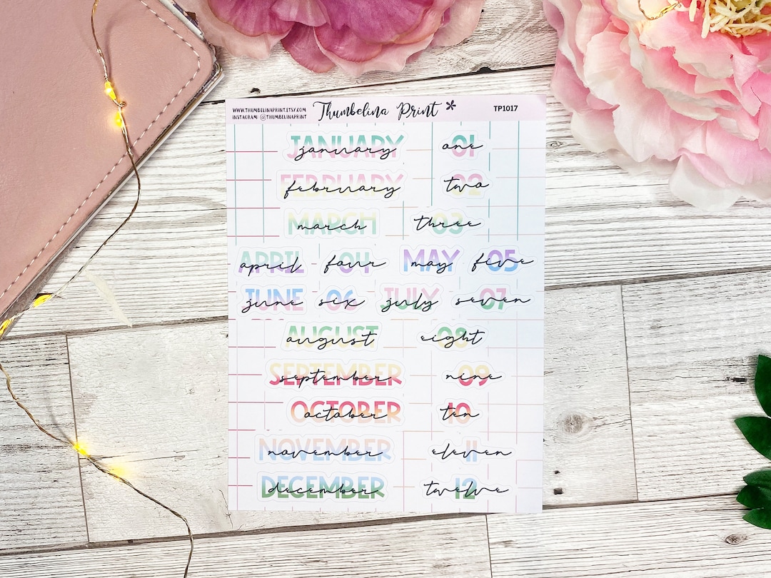 Ombre Monthly Script Planner Stickers Decorative & Functional Planning ...
