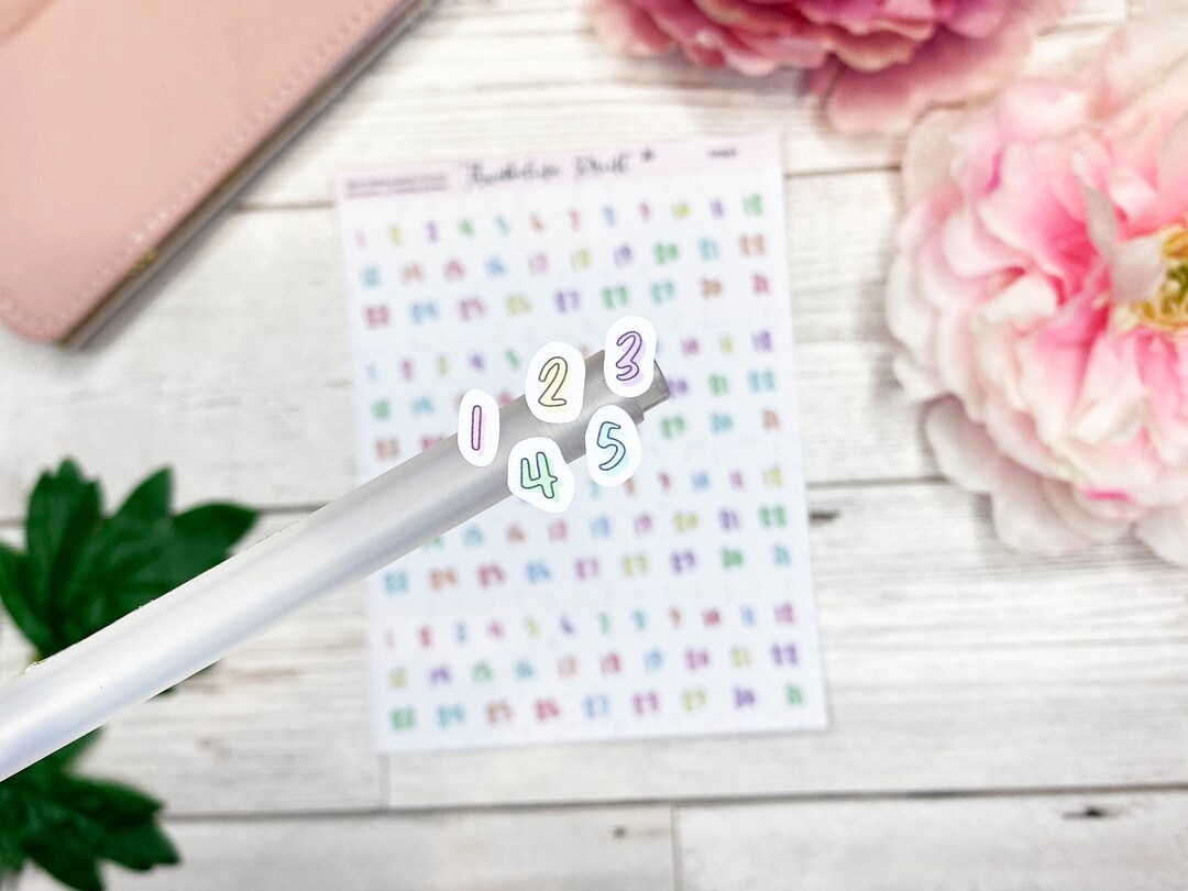 Number Pastel Script Stickers | Decorative & Functional Planning ...