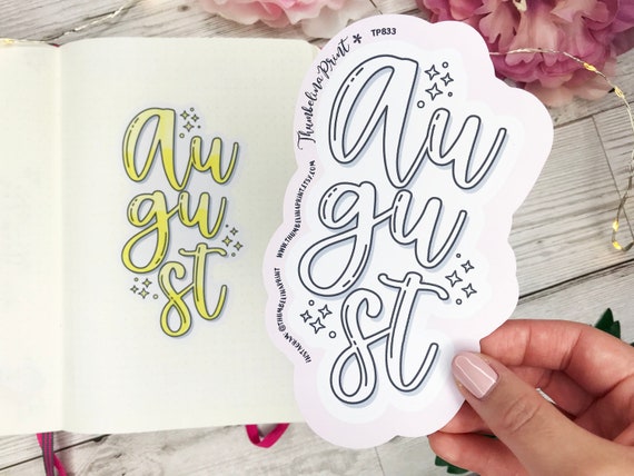 Stacked 'august' Script Title Planner Stickers - Etsy