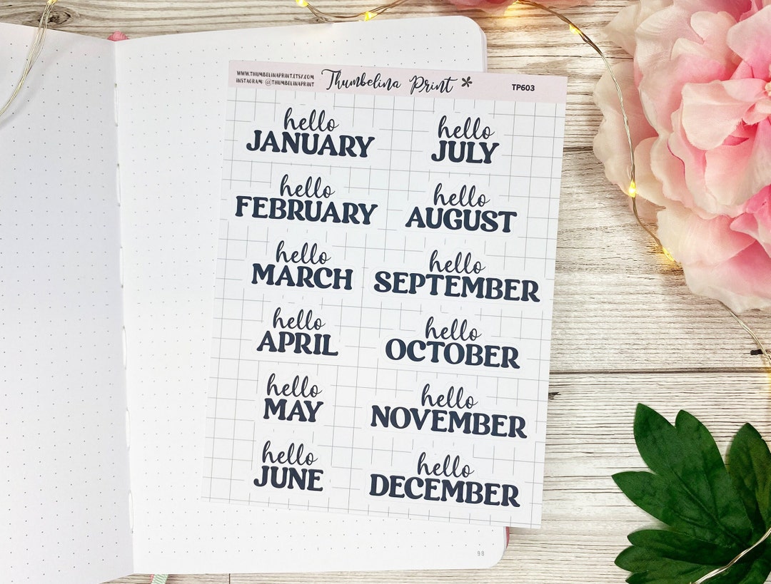 Hello Months Script Planner Stickers | Decorative & Functional Planning ...