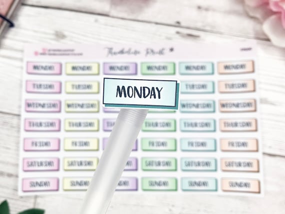 Weekday Script Planner Stickers Decorative & Functional - Etsy