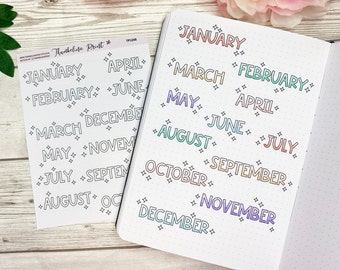Gothic Monthly Headers Script Planner Stickers Decorative & Functional ...