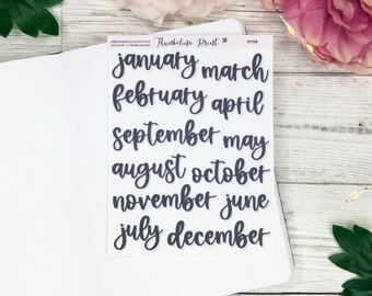 Month Script Header Stickers Font C - Etsy