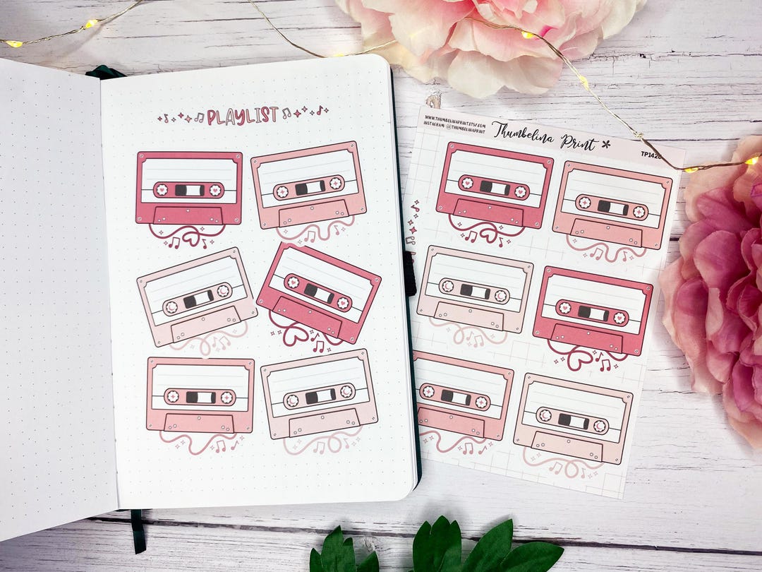 Red Mixtape Playlist Tracker Planner Stickers | Decorative & Functional ...