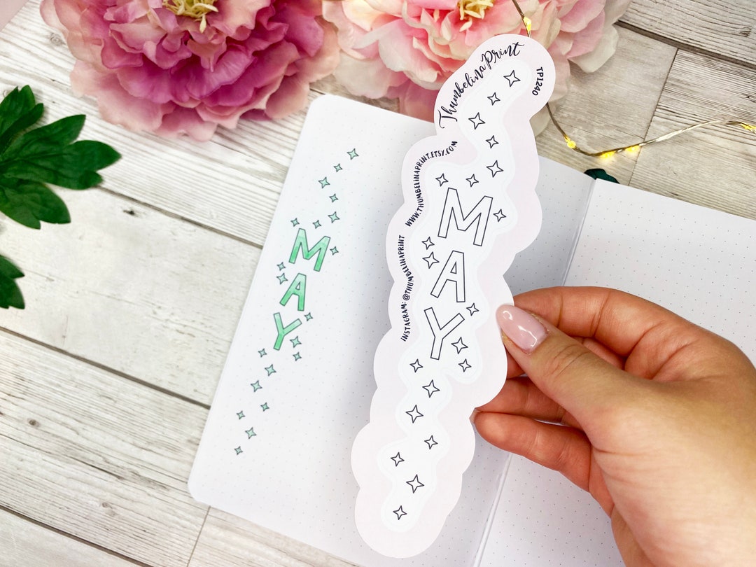 Vertical 'may' Script Title Planner Stickers | Decorative & Functional ...