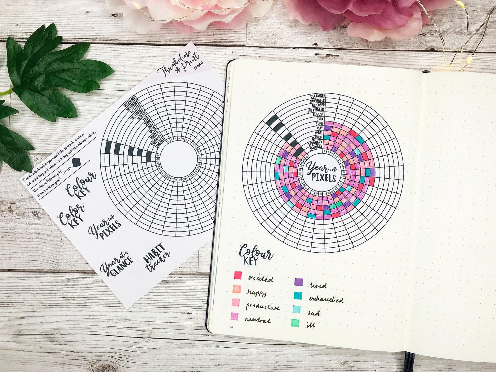 Circular Year in Pixels Planner Sticker Bullet Journal - Etsy UK