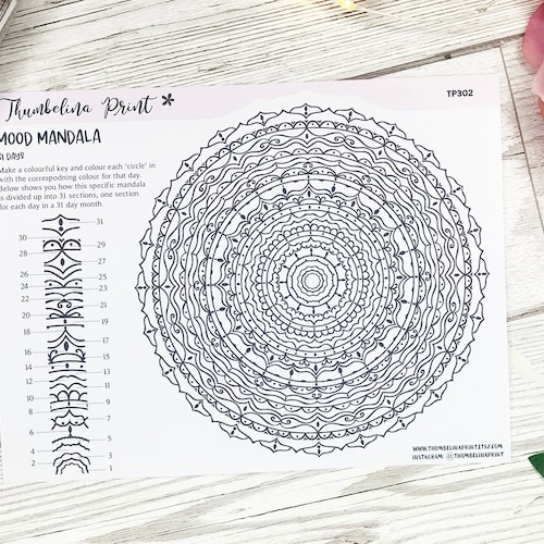 30 Day Mood Mandala Tracker Planner Sticker Bullet Journal - Etsy