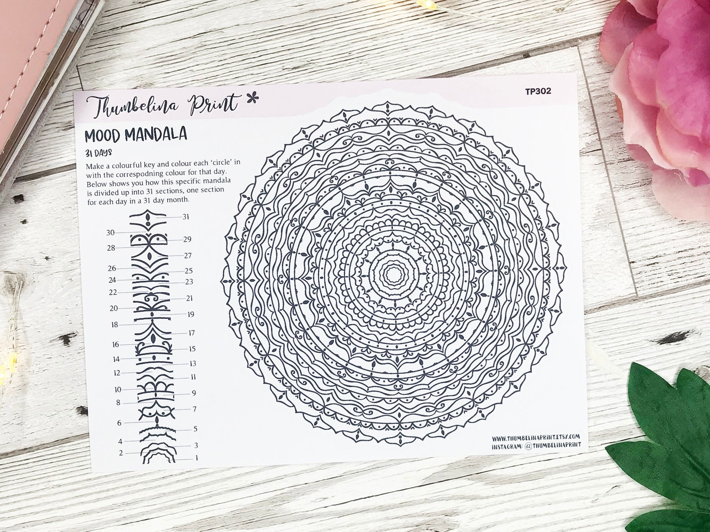 31 Day Mood Mandala Tracker Planner Sticker Bullet Journal - Etsy