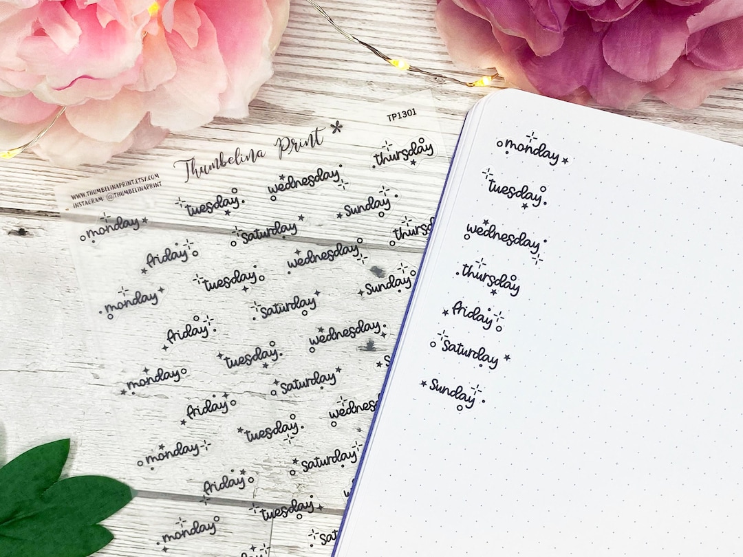 Weekday Transparent Stickers in Black | Decorative & Functional ...