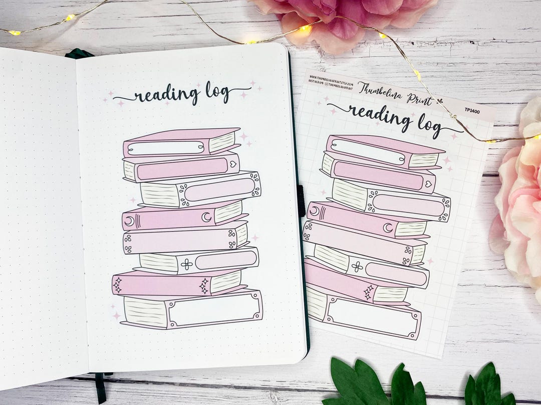 Pink Book Pile Reading Log Sticker | Decorative & Functional Planning ...