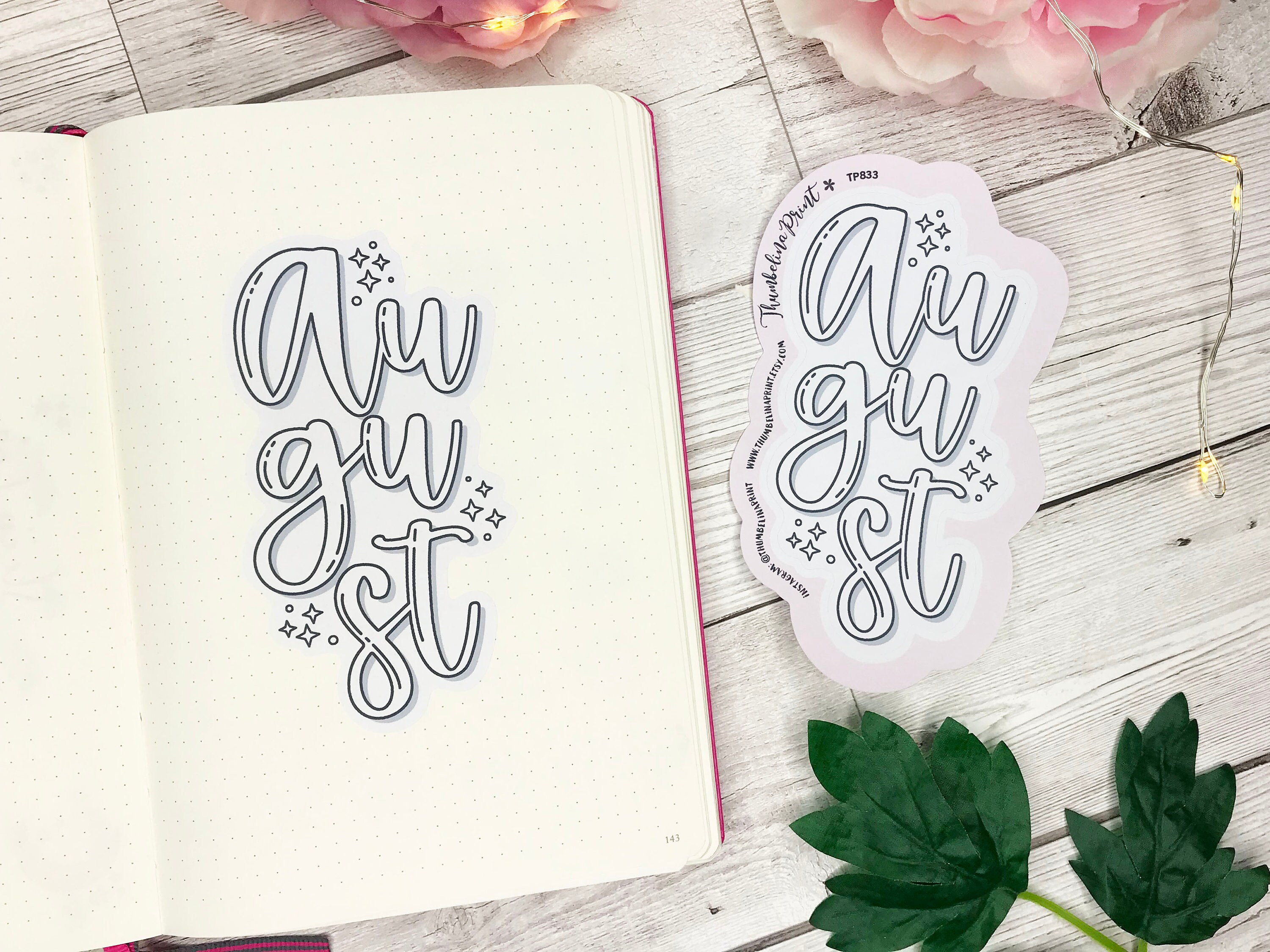 Stacked 'august' Script Title Planner Stickers - Etsy