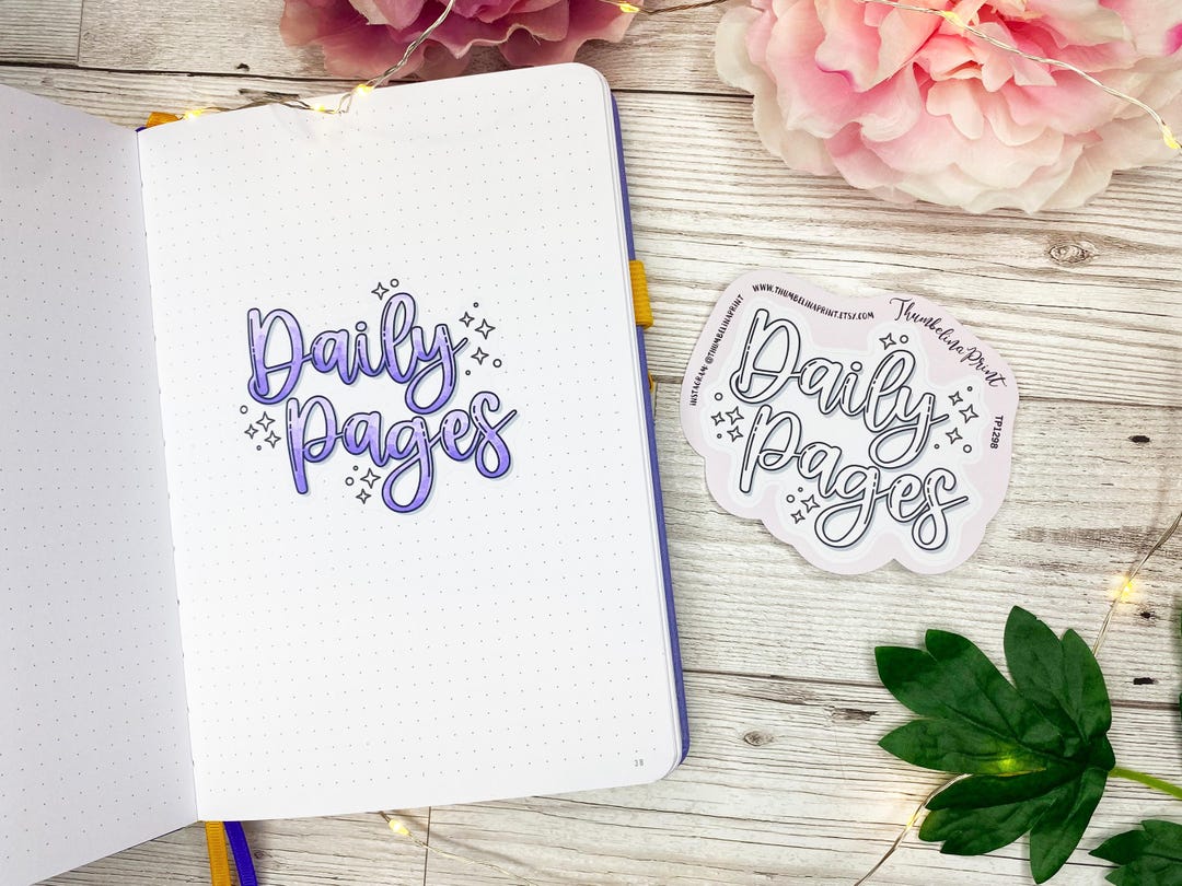 Daily Pages Journal Script Title Planner Stickers | Decorative ...