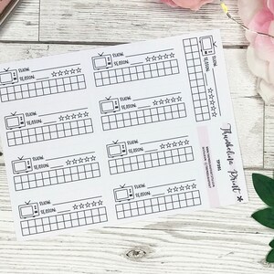 TV Show Tracker Planner Stickers in Black and White | Decorative ...