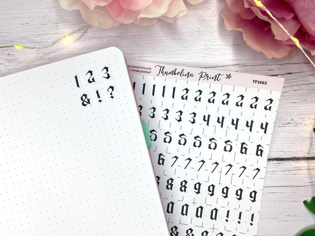 Gothic Black Numbers and Punctuation Stickers | Decorative & Functional ...