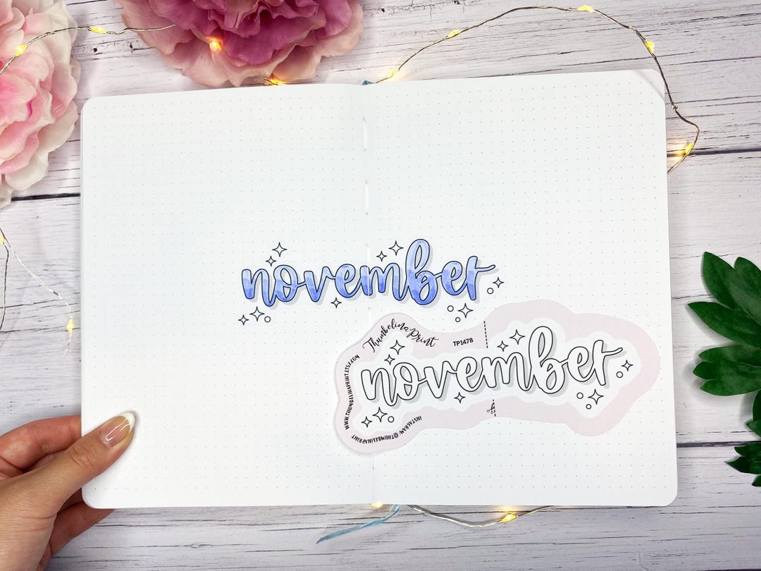 Horizontal Cursive 'november' Script Title Planner Sticker | Decorative ...