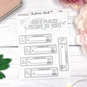 Top 5 Places I'd Like to Visit Journal Page Prompt Sticker Sheet ...