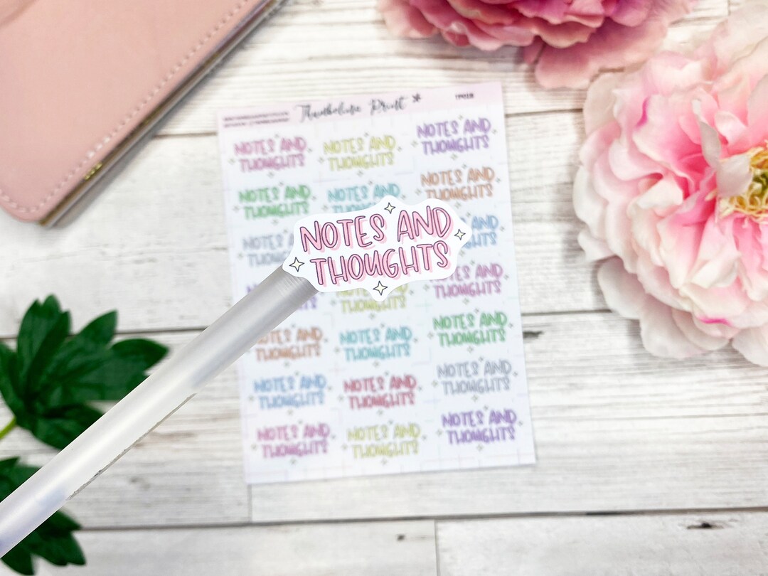 Notes and Thoughts Pastel Script Stickers | Decorative & Functional ...