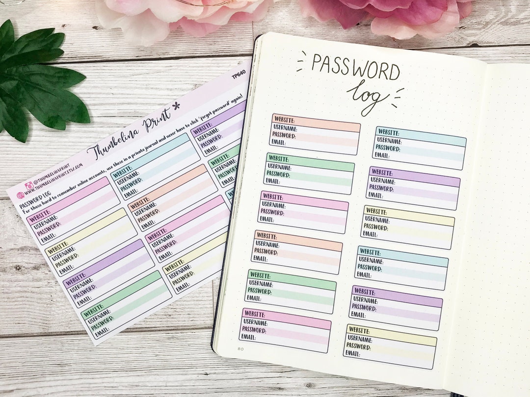 Password Log Planner Stickers | Decorative & Functional Planning ...