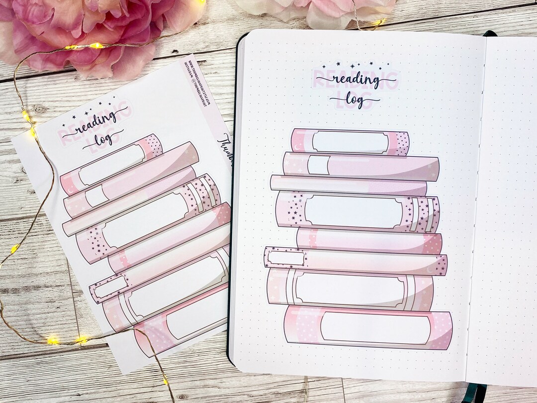 Dusky Pink Book Stack Reading Log Sticker | Decorative & Functional ...