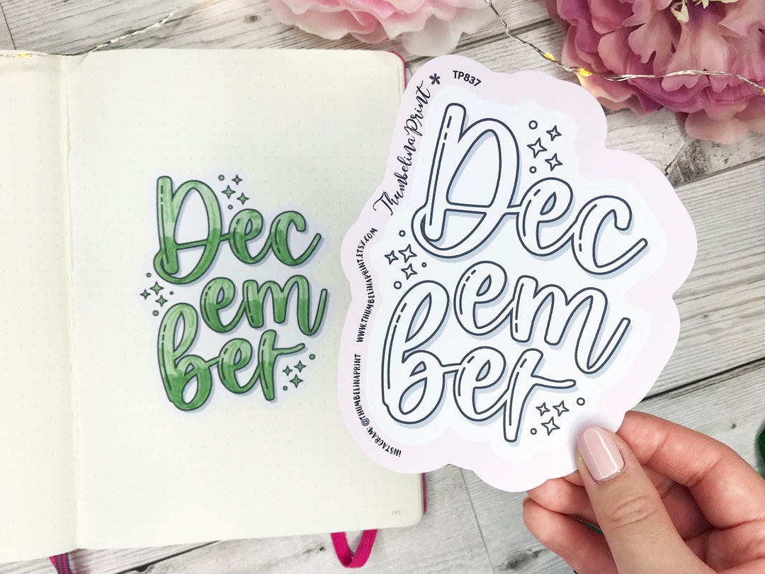 Stacked 'december' Script Title Planner Stickers | Decorative ...