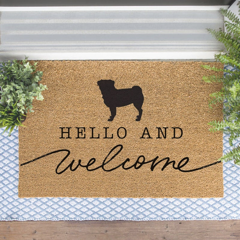 Pug Welcome Mat - Etsy