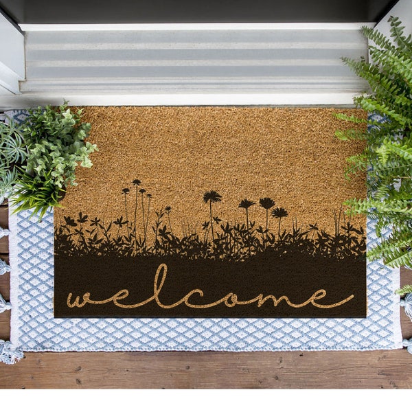 Floral Welcome Mat - Etsy