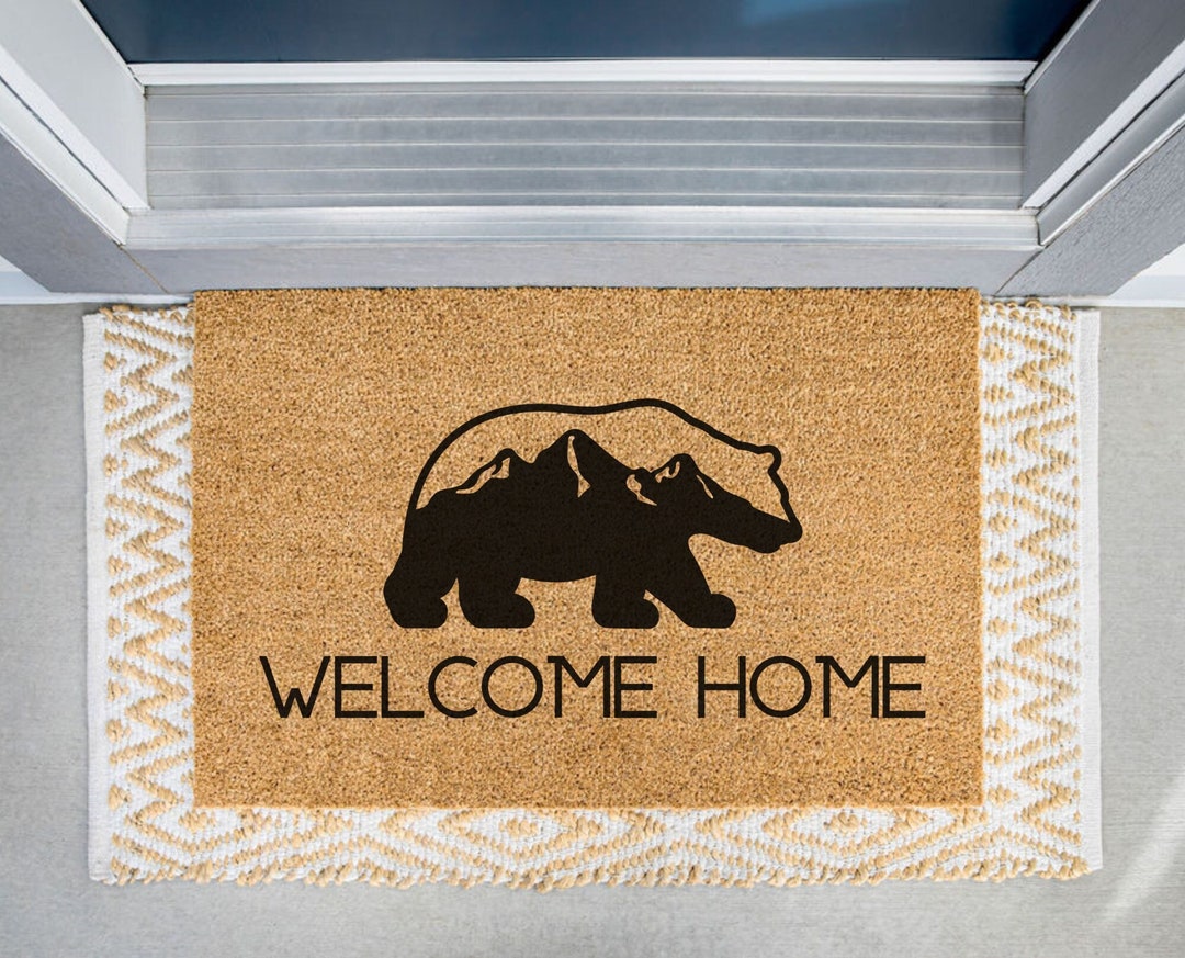 Bear Mountain Welcome Doormat, Bear Door Mat, Mountain Doormat, Welcome ...