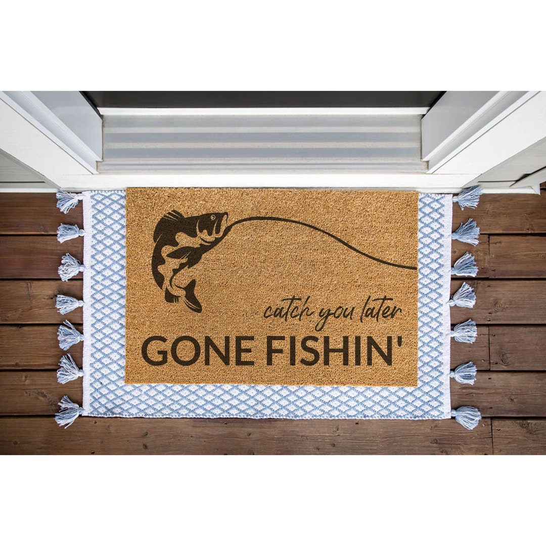 Gone Fishing / Welcome Mat / Fishing / Hobby / Outdoorsman / Hostess ...