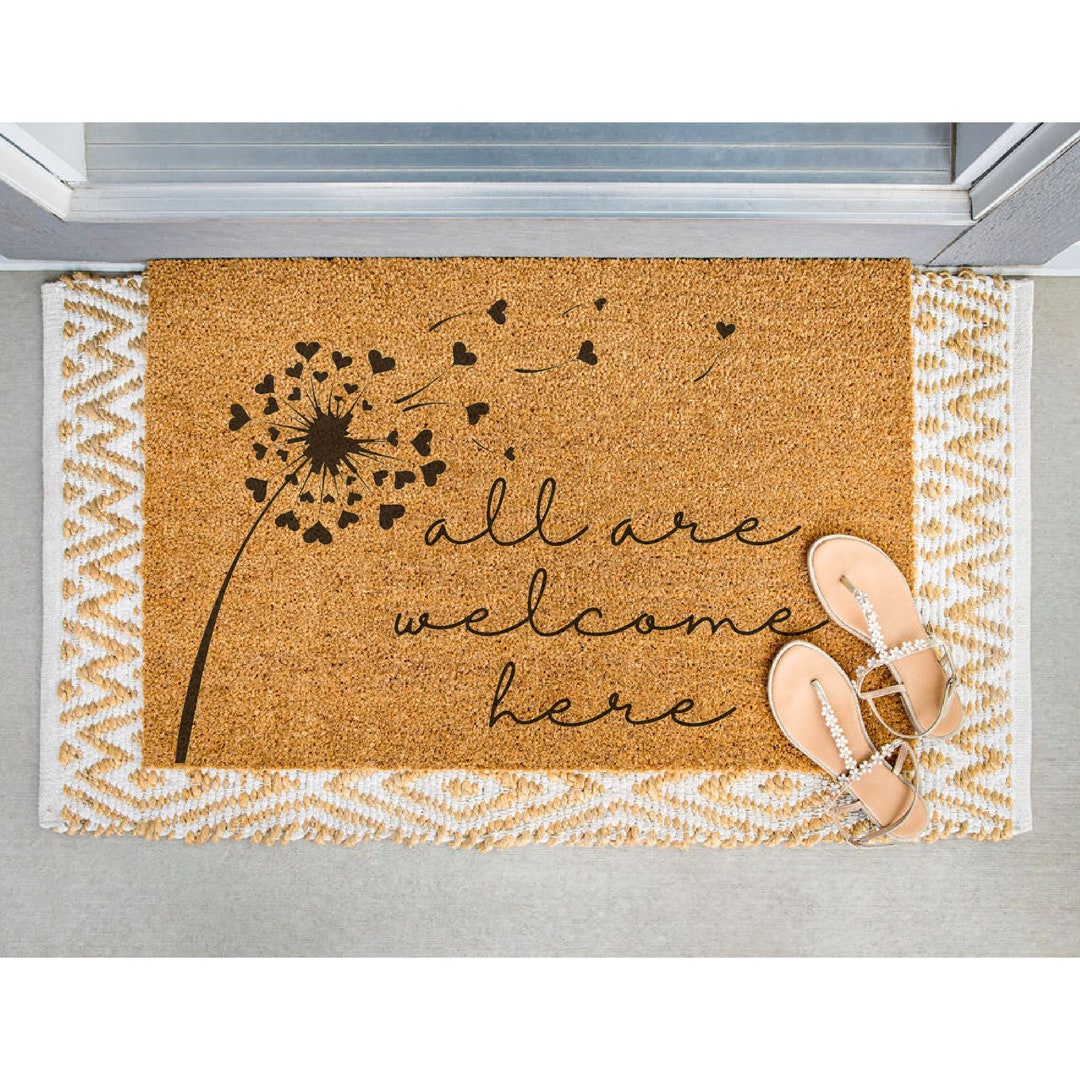Dandelion All Are Welcome Here Doormat / Welcome Mat / Spring Door Mat ...