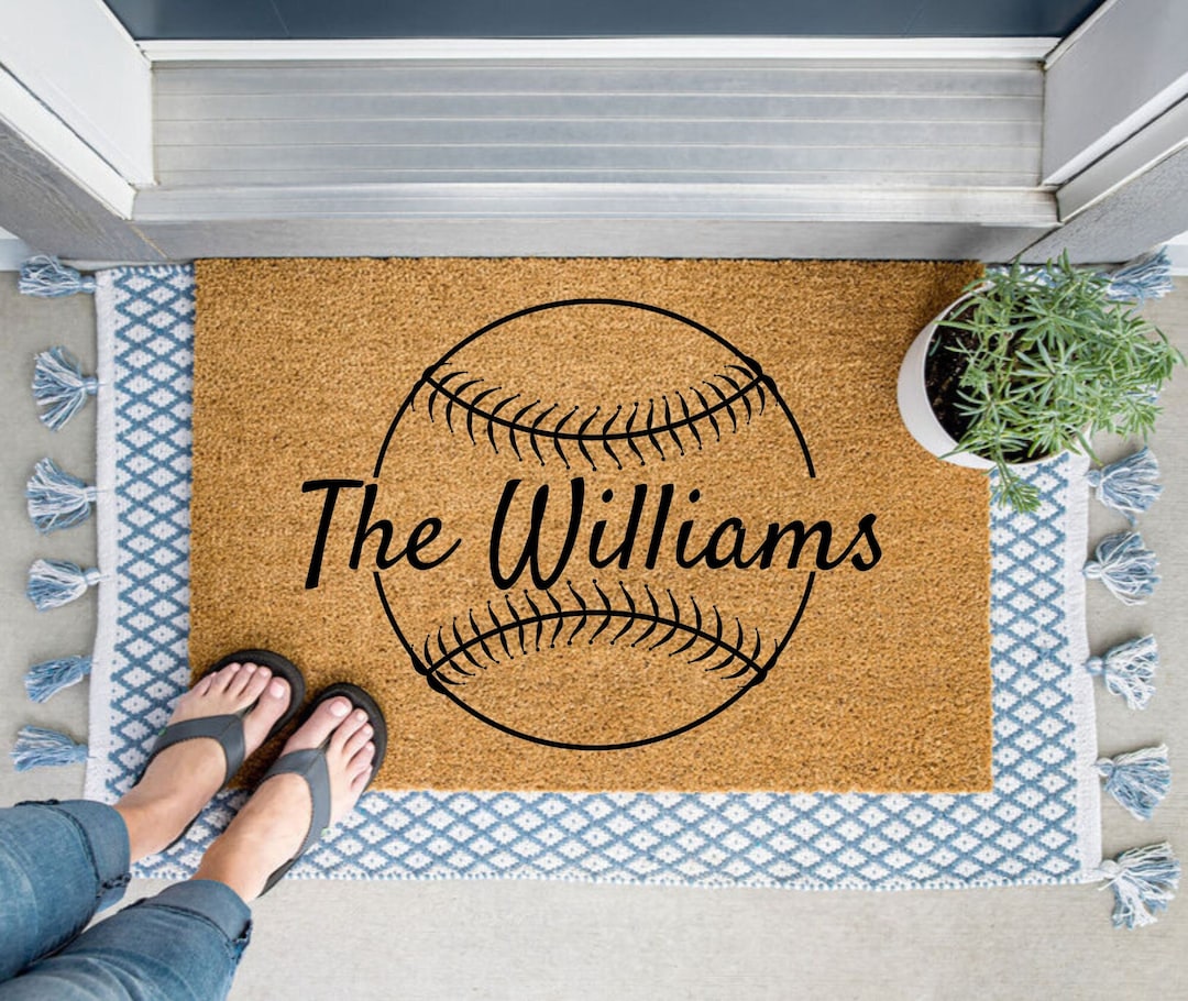 Personalized Baseball Doormat, Baseball Door Mat, Surname Mat, Last ...