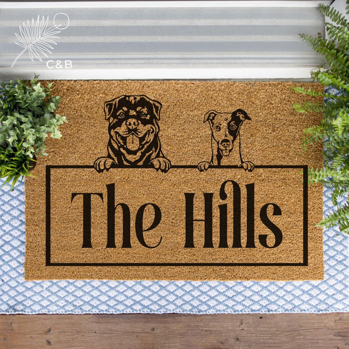 Custom Dog Last Name Welcome Mat, Personalized Dog Doormat, Rottweiler ...