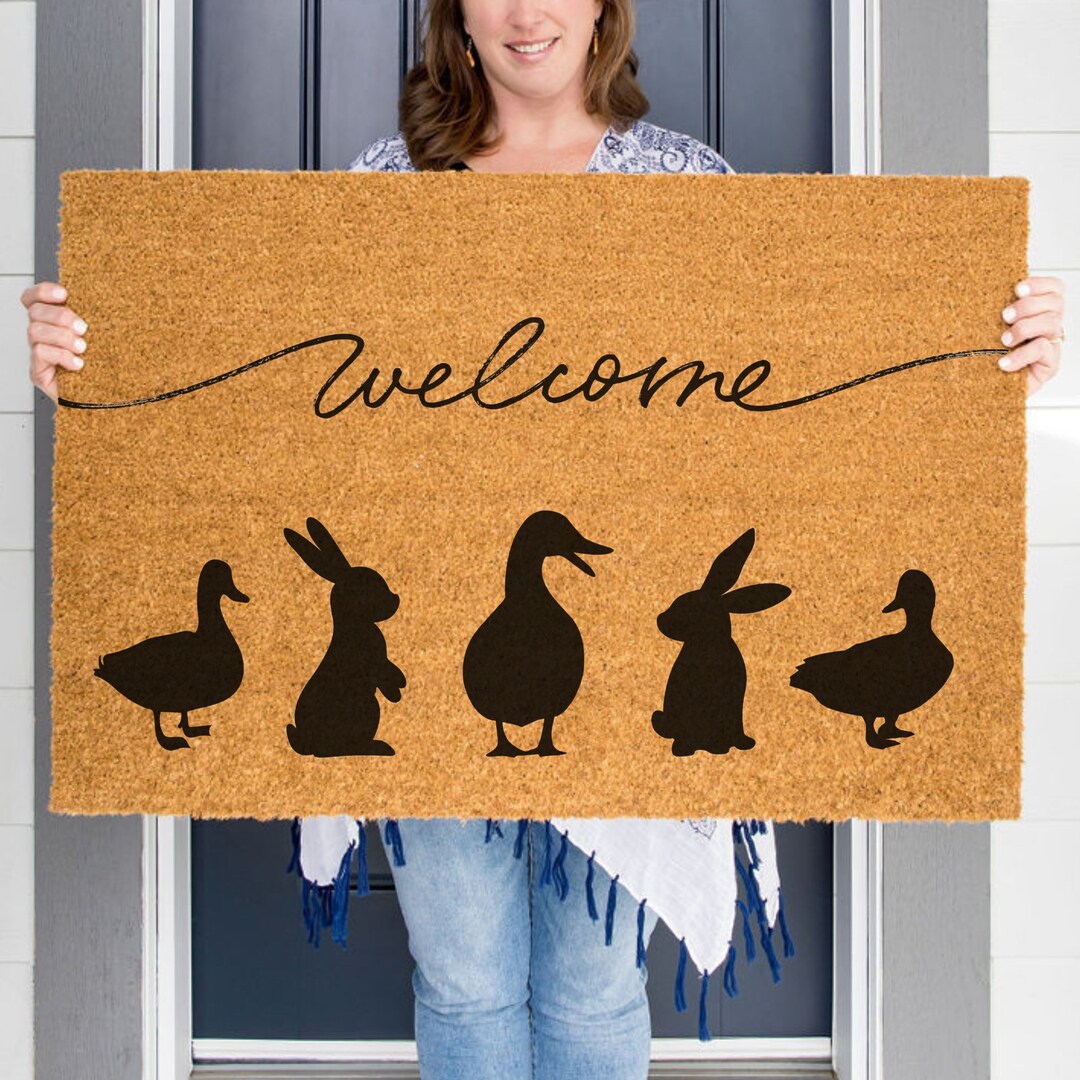 Animal Welcome Doormat, Spring Doormat, Easter Welcome Mat, Cute Door ...