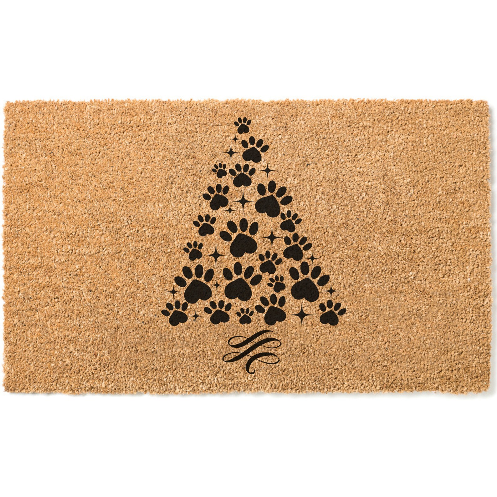 Paw Christmas Tree Doormat, Paw Print Door Mat, Holiday Gift, Holiday ...