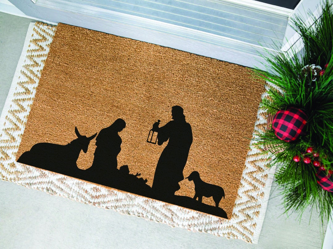 Nativity Doormat, Nativity Scene Front Door Mat, Christmas Coir Mat ...