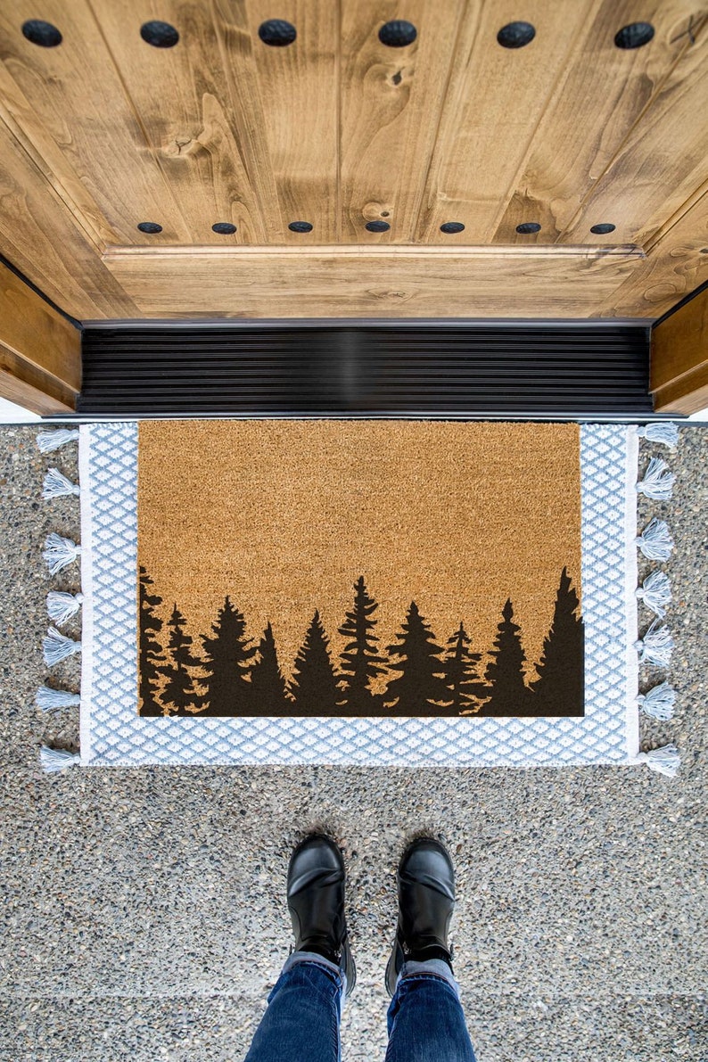 Forest Doormat, Tree Door Mat, Evergreen Front Doormat, Gift for ...