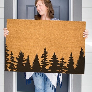 Forest Doormat, Tree Door Mat, Evergreen Front Doormat, Gift for ...