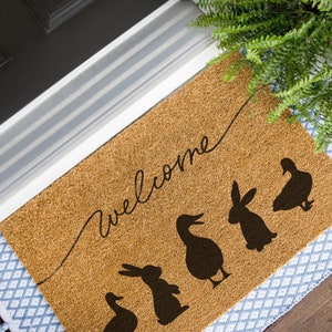 Animal Welcome Doormat, Spring Doormat, Easter Welcome Mat, Cute Door ...