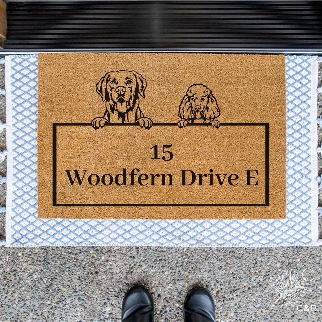 2 Custom Dog Welcome Mat, Personalized Dog Doormat, Cute Dog Door Mat ...