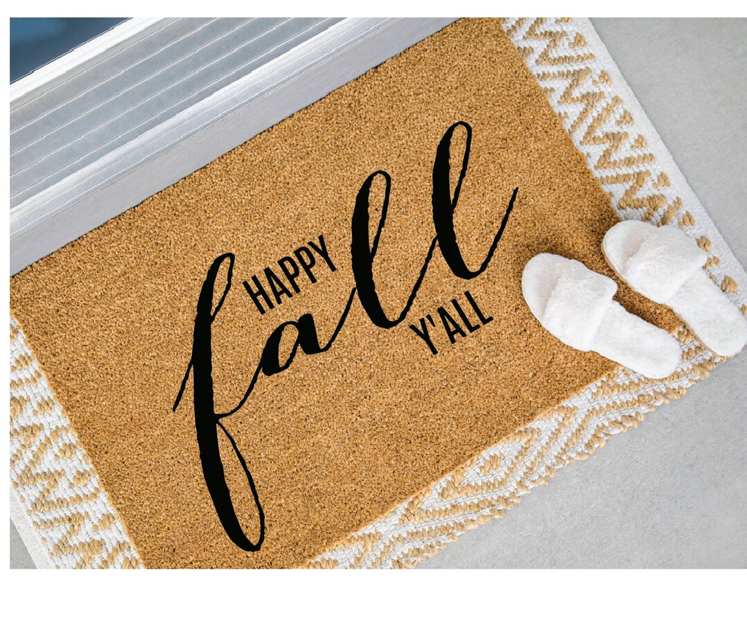 Happy Fall Y'all Doormat, Welcome Mat, Fall Doormat, Autumn Doormat ...
