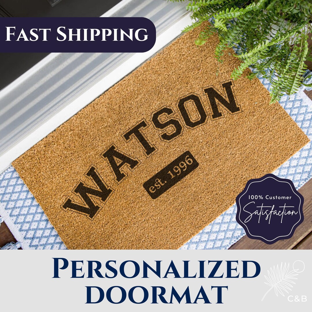 College Letters Family Name Doormat, Collegiate Door Mat, Sport Door ...