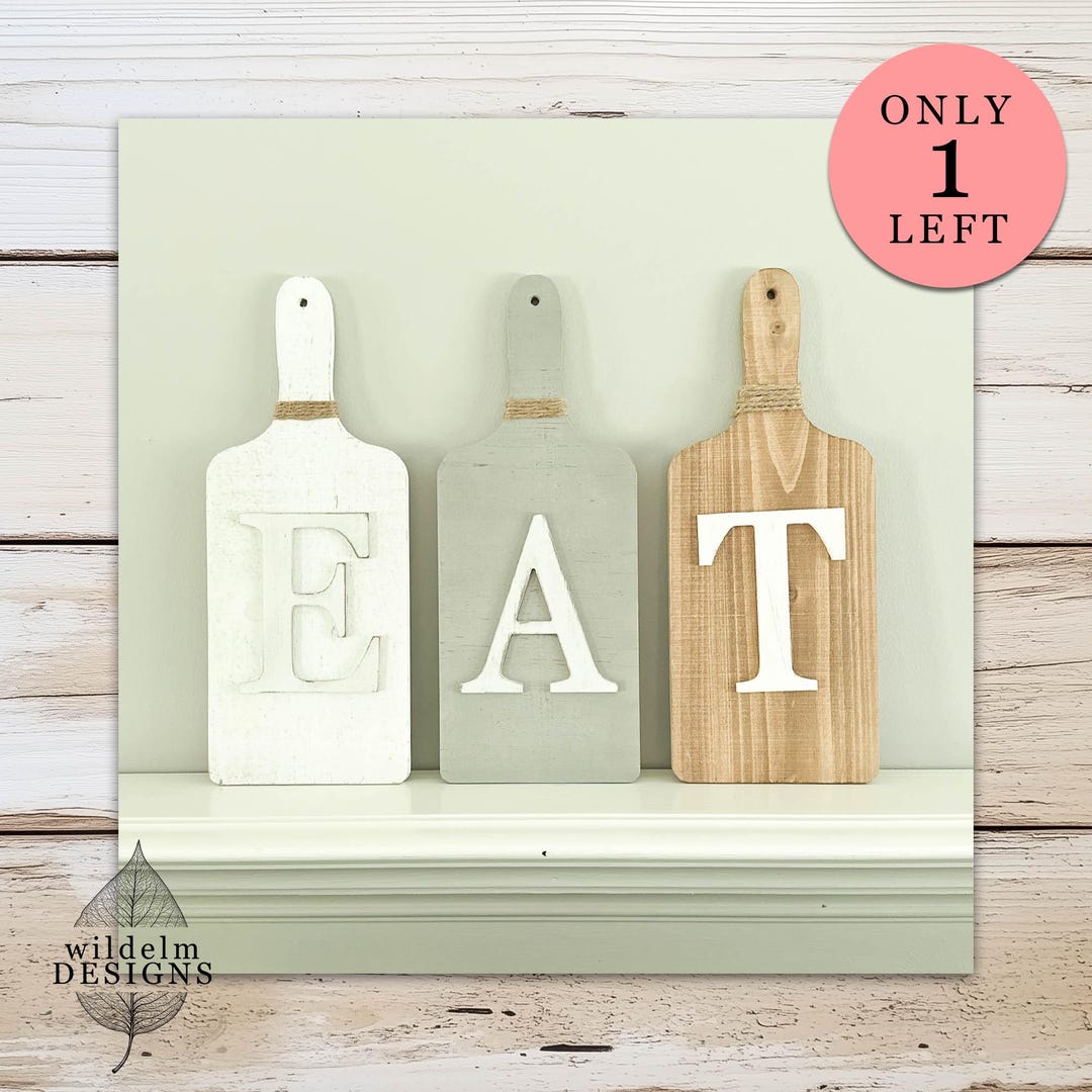 ONLY 1 LEFT!! Wood Kitchen EAT Wall Sign Set Cutting Boards Rustic ...