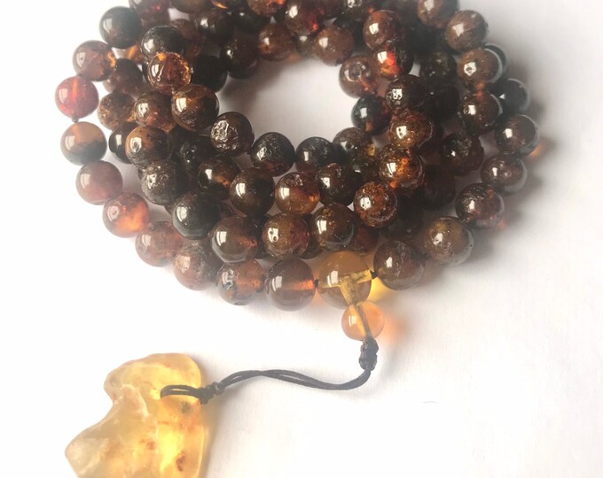 Old Amber Mala Necklace 108 Mala Beads Prayer Beads - Etsy