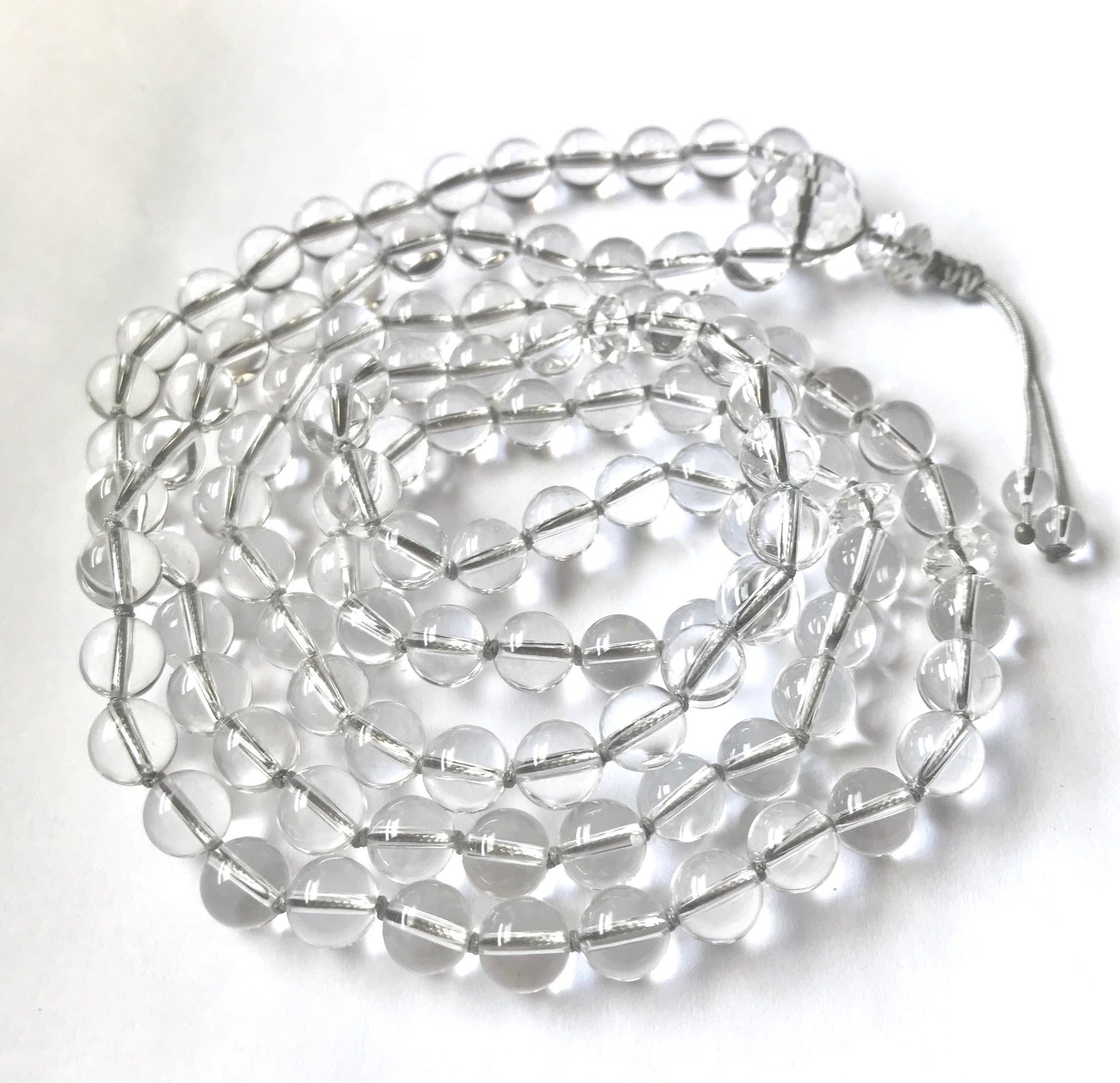 AAA Clear Quartz Mala Necklace, Mala Bead, Crystal Quartz, Meditation ...