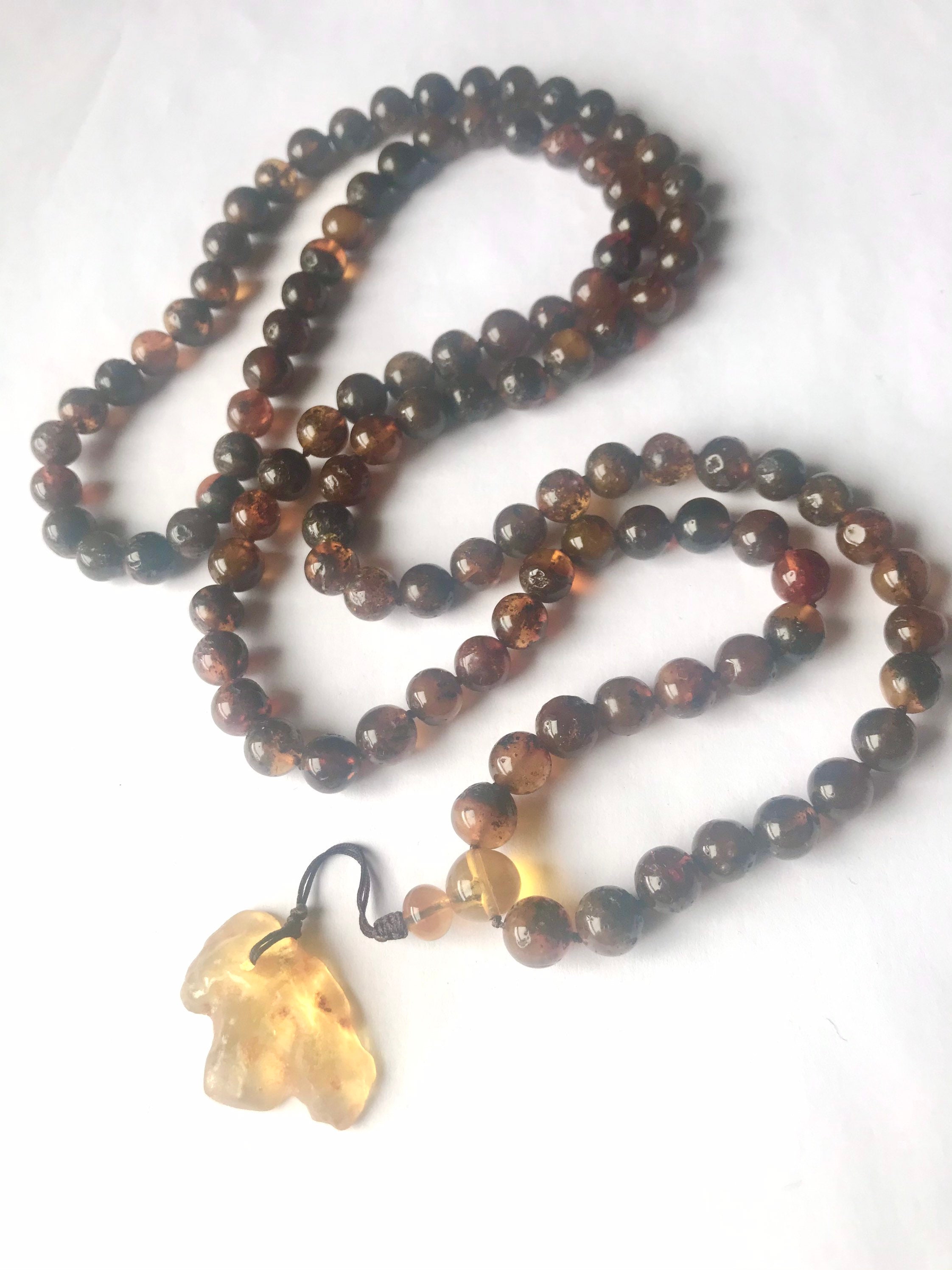 Old Amber Mala Necklace 108 Mala Beads Prayer Beads | Etsy