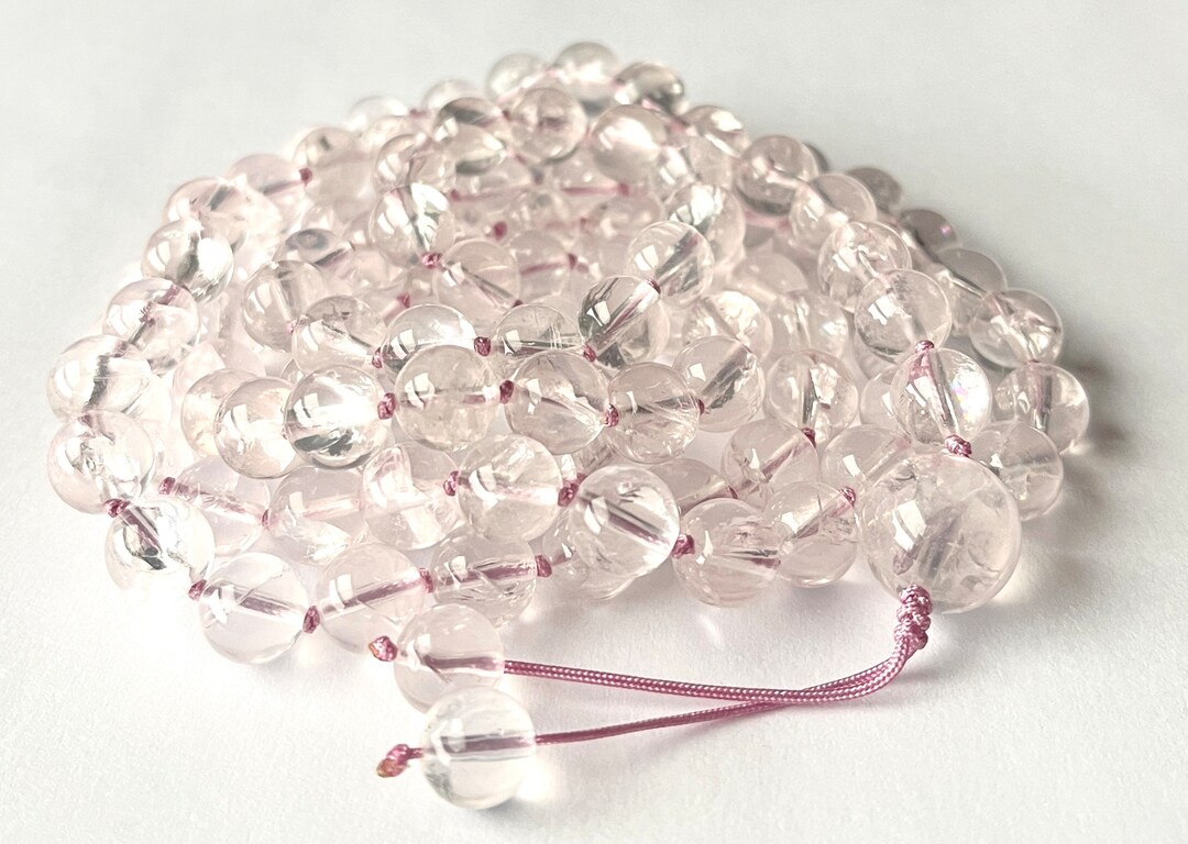 Rare! Pink Himalayan Quartz Mala Necklace, Samadhi Quartz, 108 Mala ...