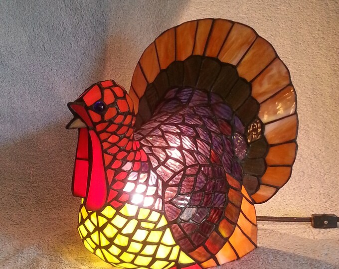 Stained Glass Turkey Lamp Accent Lamp Thanksgiving Themed Lamp - Etsy