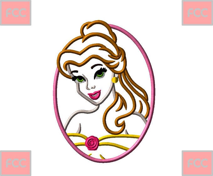 Belle Beautiful Applique Machine Embroiderydesign in 2 Sizes **INSTANT ...