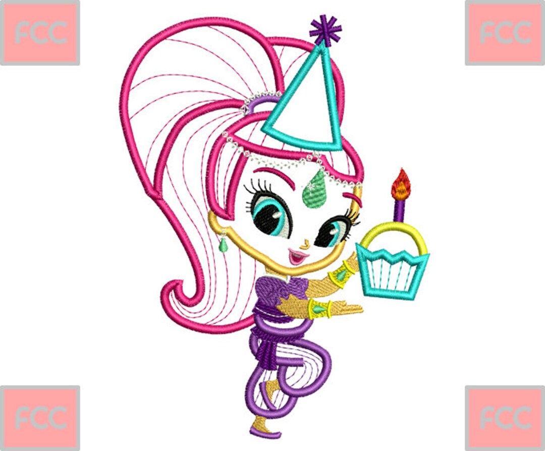Beautiful Birthday Genie Applique Machine Embroidery Design in 3 Sizes ...