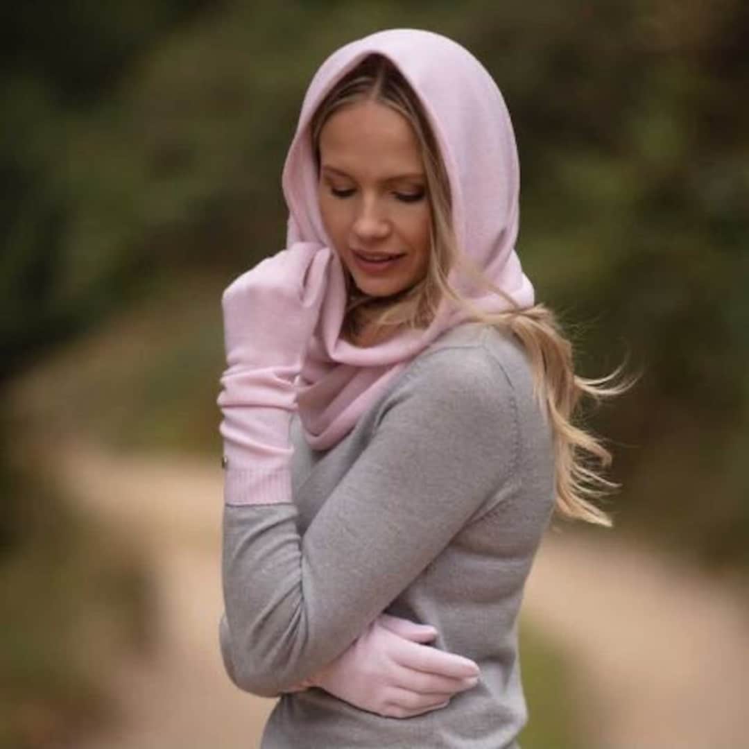 Pure Cashmere Hood / Snood, Plain Knit Snood, Cowl, Scarf, Cashmere ...